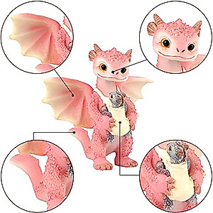 CYNOR Dragon Statue Fairy Garden Figurines for Adults Resin Home Decor Tiny Terrarium Cute Carrying Baby Ornaments