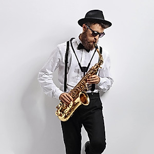 Generic Saxophone Shoulder Harness Aluminum Metal Sax Holder Comfortable Sax Neck Strap Hook for Saxophone for Horn Tenor Baritone Alto Sax Soprano Clarinet