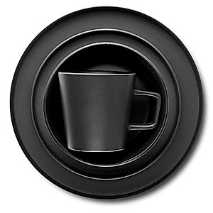 Stone Lain Coupe Dinnerware Set,16 Piece, Service For 4, Black Matte
