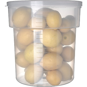 Carlisle FoodService Products Bain Marie Round Food Storage Container with Stackable Design for Kitchens, Restaurants, Catering, Plastic, 18 Quarts, Clear