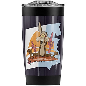 Logovision Looney Tunes Wile E. Coyote Stainless Steel Tumbler 20 oz Coffee Travel Mug/Cup, Vacuum Insulated & Double Wall with Leakproof Sliding Lid | Great for Hot Drinks and Cold Beverages