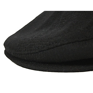 Biddy Murphy Men's Irish Newsboy 100% Wool Flat Cap, Warm Tuck-Away Ear Flaps, Black, Large