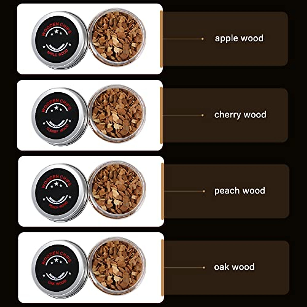 TFURLCC Cocktail smoker infuser kit with Four Flavors wood chips for Whiskey, Bourbon, Old Fashioned drink, cheese, meat, fruits and more! Gift for men., LxWxH 6.6*6.2*1.9 inches