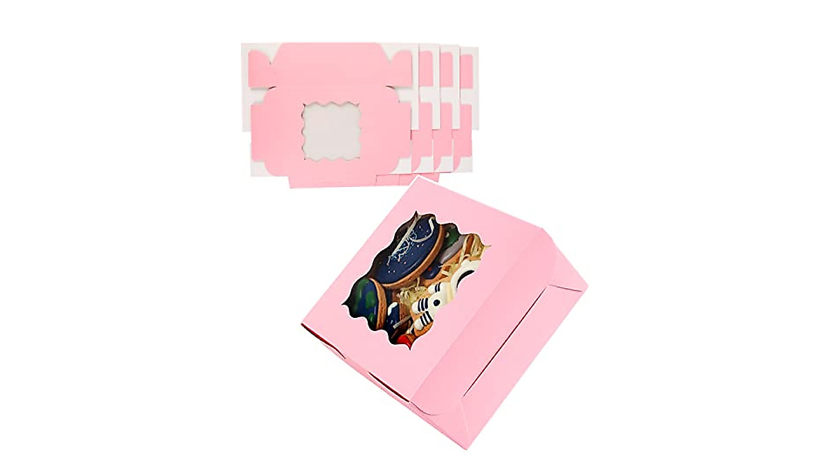 Pink Cookie Boxes with Window - 36 Pack for Elegant Gifting & Events
