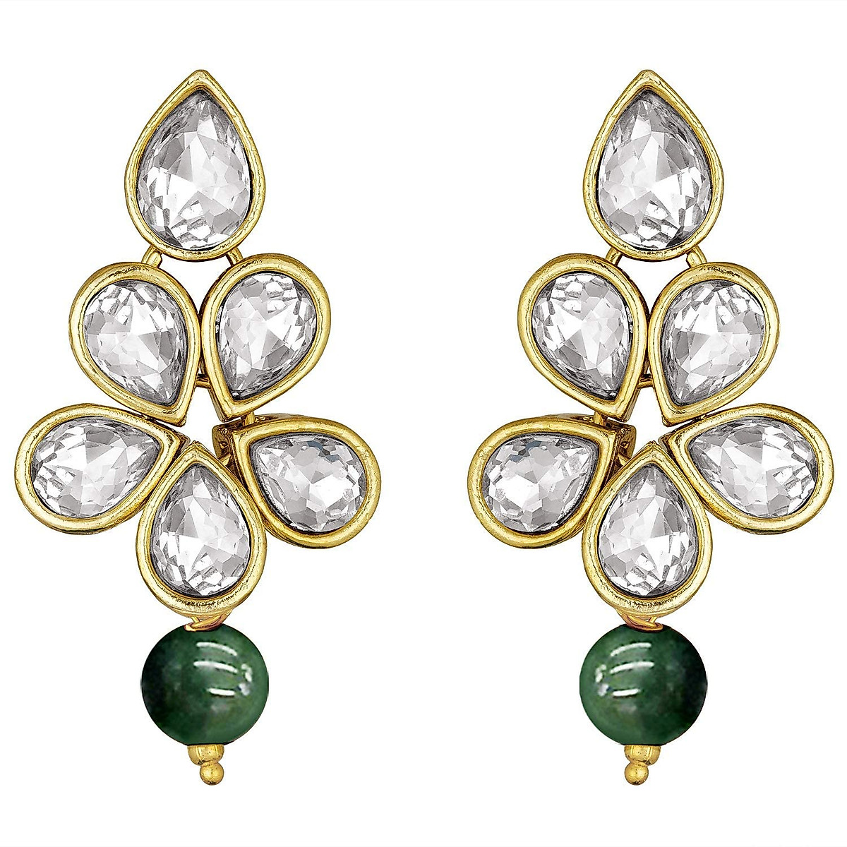 I Jewels Gold Plated Indian Wedding Bollywood Kundan & Pearl Studded Necklace Jewellery Set For Women (ML311) (Green)