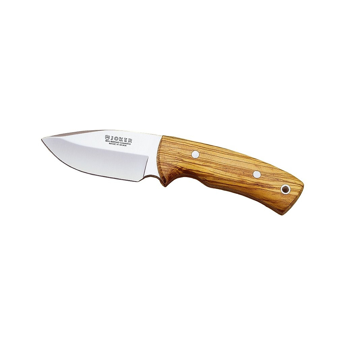 Joker Pecari skinning knife, 3.34 in MOVA blade, leather sheath, olive wood handles, 170 grams, CO22 + multipurpose gift card