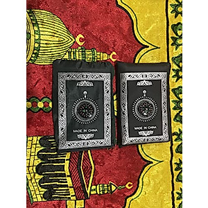 MuslimTravel Prayer Rug with Compass,Pocket Size Praying Mat Best Islamic Gift for Muslim (Dark Green&Black)