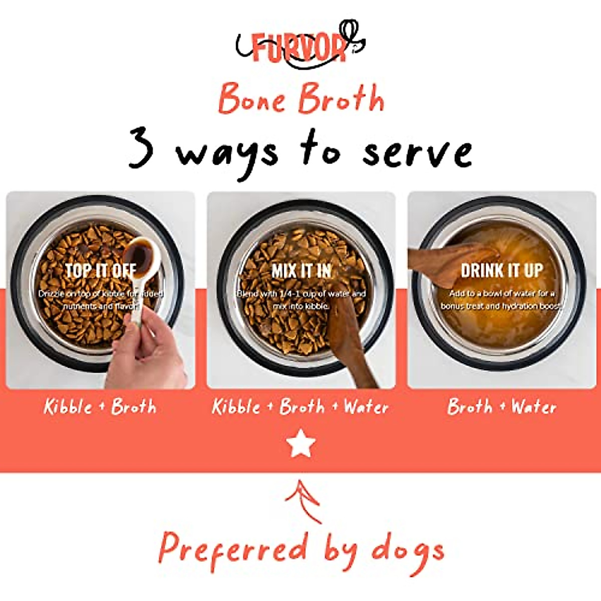 Furvor Beef Bone Broth for Dogs - Collagen Protein Supplement for Digestion, Mobility, Coat, Immune System, Healthy Dog Food Topper, Meal Boost Gravy, Grain Free, Made in USA 16 oz