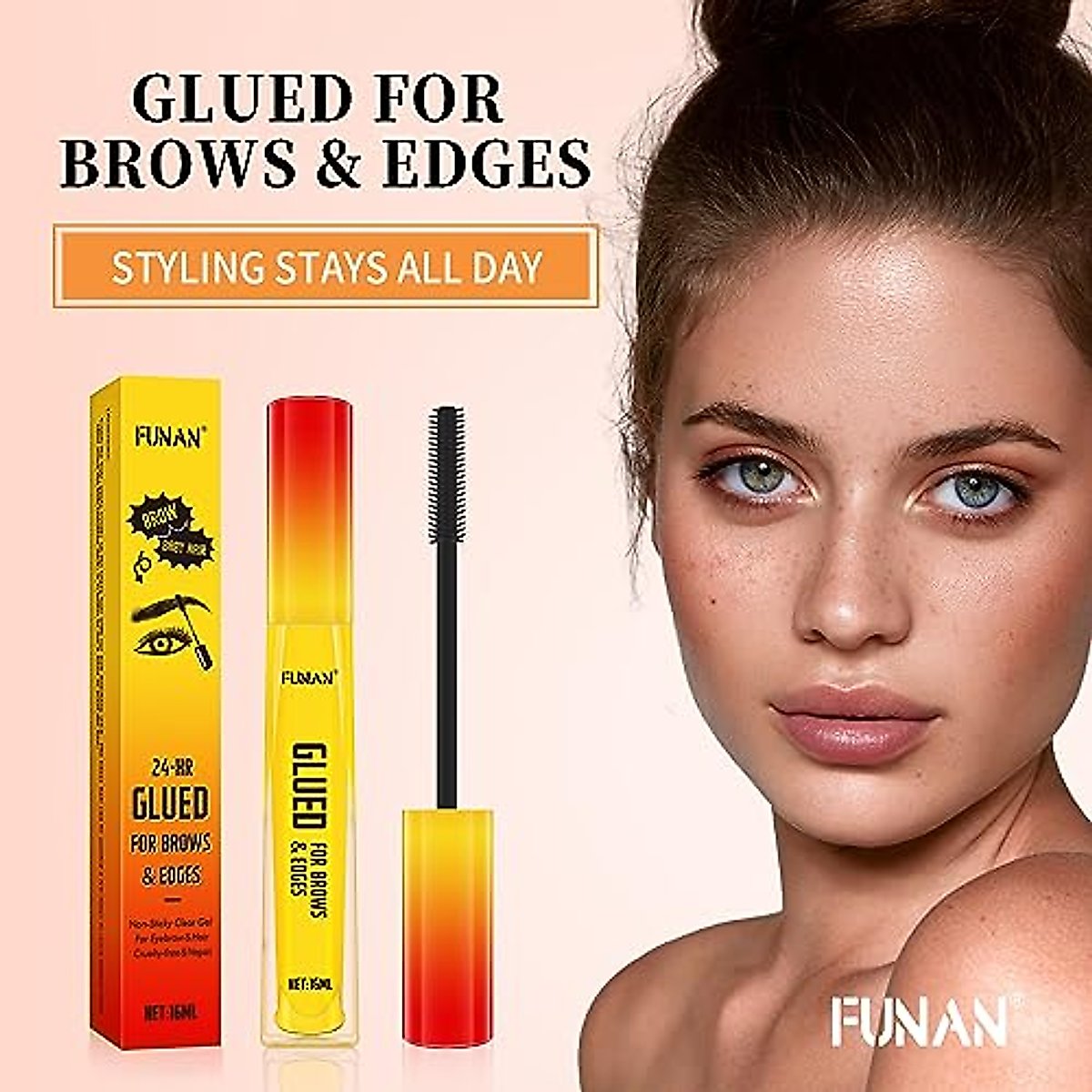 FUNAN Eyebrow Gel,Clear Brow Gel,Glued for Brows & Edges, for Styling Brows,16ml (1 pack)