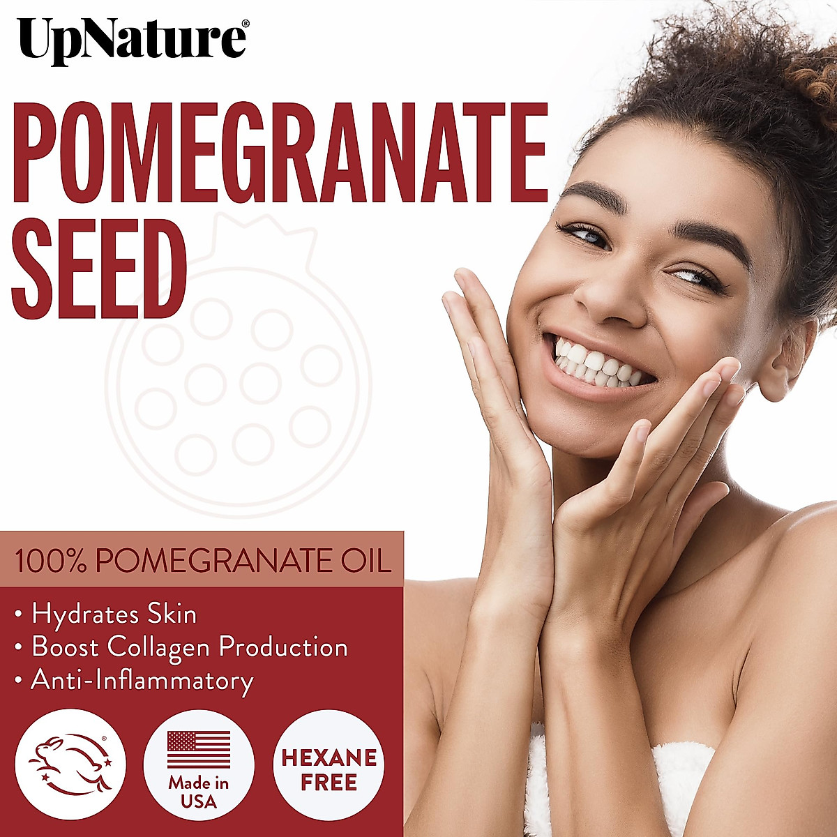 UpNature Pomegranate Seed Oil - 2oz - 100% Pure & Natural - Skin Oil, Facial Oil, Face Moisturizer, Hair Oil, Hair Growth Serum & Cuticle Oil- Carrier Oils for Essential Oils- Therapeutic Grade