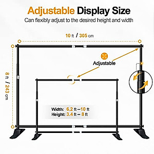 Emart Banner Stand, 10x8 ft Heavy Duty Adjustable Step and Repeat Backdrop Stand Kit for Photography, Trade Show, Photo Booth