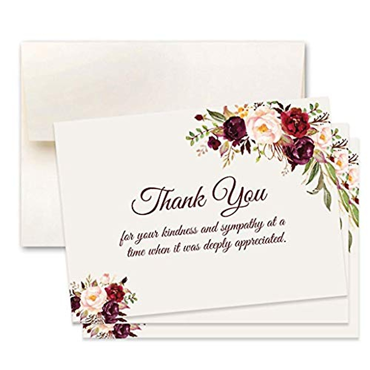 Impressions 50 Sympathy Acknowledgement Cards, Funeral Thank You Notes,Includes Envelopes