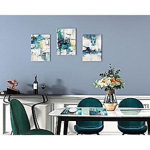 Teal Blue Wall Art Gray Black Turquoise Wall Décor for Living Room Modern Abstract Canvas Painting for Bathroom Bedroom Kitchen Dining Room Office Decor Home Decorations NON-Handmade NON-3D 36''x16''