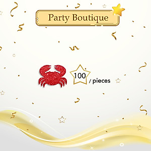 100pcs Crab Confetti, Red Glitter Crab Table Confetti for Beach Party, Sea Aminal Paper Scatters, Under The Sea Baby Shower/Bridal Shower Party Table Decoration