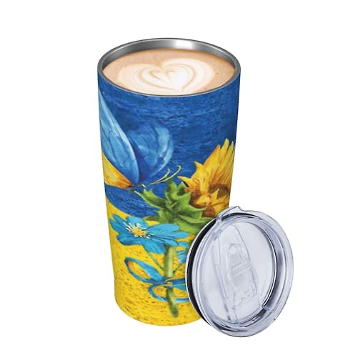 VKKOEWL sunflower Flag of Ukraine Ukrainian flag Stainless Steel Insulated Tumbler 20 Oz Travel Water Bottle Coffee Mug Drink Cup With Lid Straw
