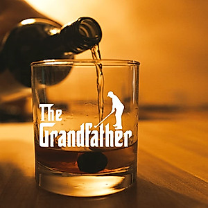 AGMDESIGN, The Grandfather Whiskey Glasses, Fathers Day Gift for Golf lovers,Him, Husband, Brother, Dad,Grandpa, Pregnancy Reveal Gift for New Grandfathers