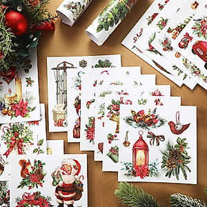 SATINIOR 16 Sheets Christmas Rub on Transfers for Crafts and Furniture Xmas Santa Snowman Reindeer Stickers Rub on Decals for Scrapbook DIY Wood Fabric Journal Dairy Envelope Crafts, 5.9 x 5.9 Inch