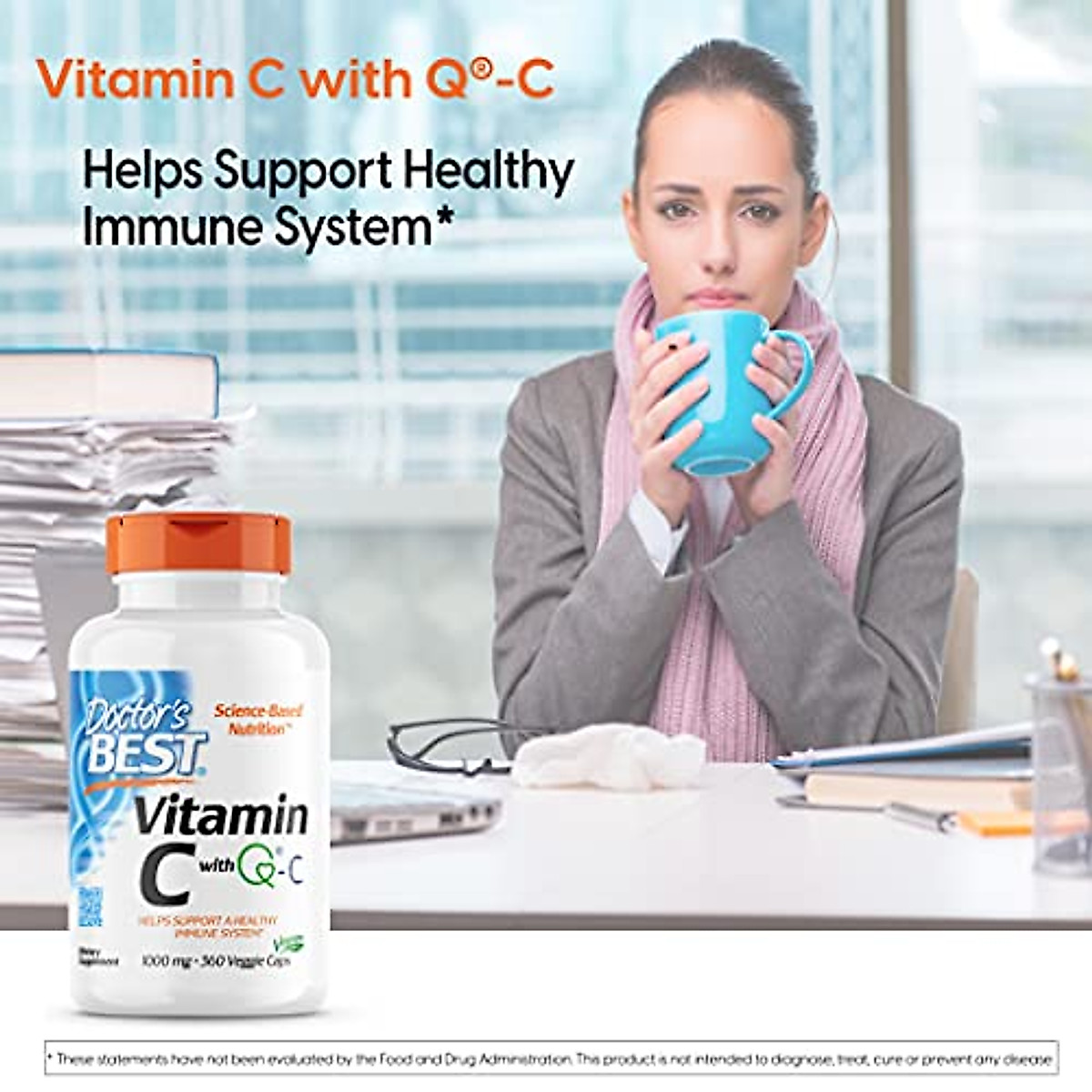 Doctor's Best Vitamin C with Quali-C 1000 mg, Healthy Immune System, 360 Count (Pack of 1)