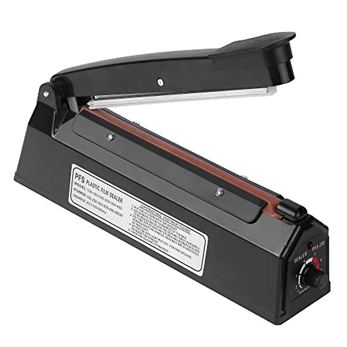 8inch Impulse Heat Sealer,Manual Poly Bag Heat Sealer Sealing Machine Heat Seal Closer for Plastic Bags PE PP Bags (Black)