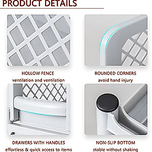 ZOINLIY Pull Out 2-Tier Storage Baskets Organizer with Handles Grey, Narrow Under Sink Organizer for Bathroom Kitchen, Cosmetic Organizer Drawers, Countertop Cabinet Storage Shelf Holder