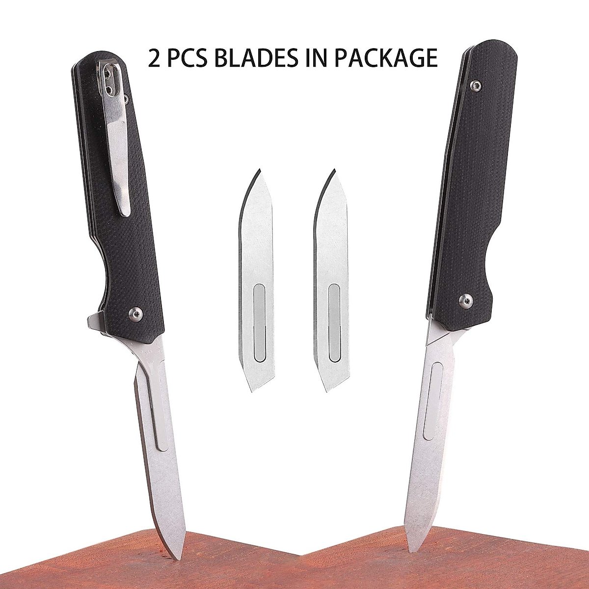 Samior S085 Compact Flipper Scalpel Folding Pocket Knife with 5pcs 440C #60 Replaceable Blade, 3.64" G10 Handle with Liner Lock, Utility EDC Keychain Knives, 1.8oz