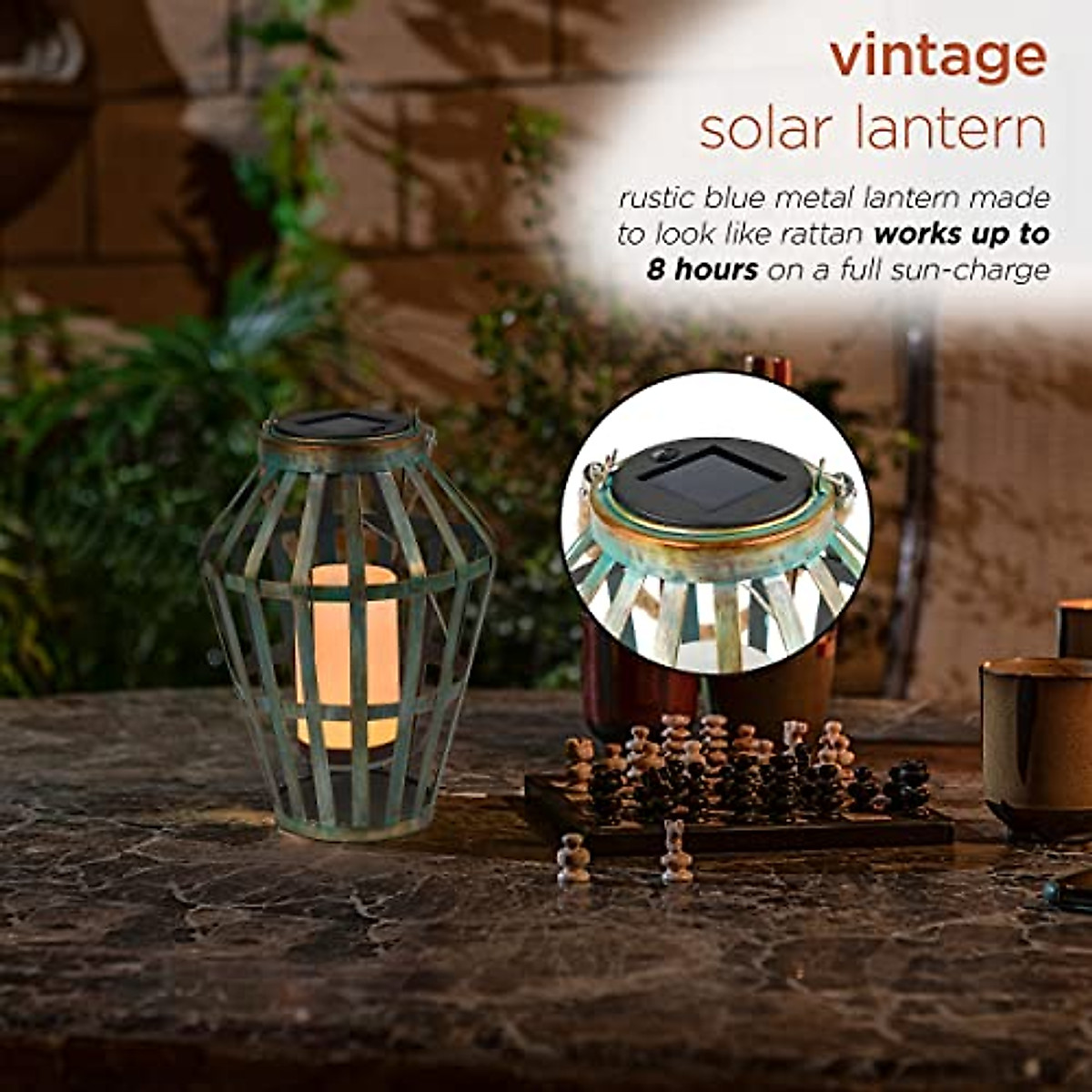 Alpine Corporation QLP1354SLR-HH-TM Alpine Metal Solar Lantern, Weathered Grey