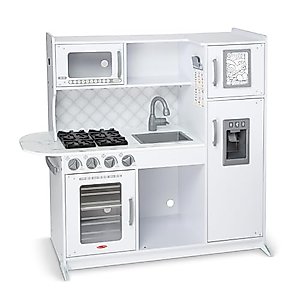Melissa & Doug Wooden Chef’s Pretend Play Toy Kitchen With “Ice” Cube Dispenser – Cloud White - FSC Certified