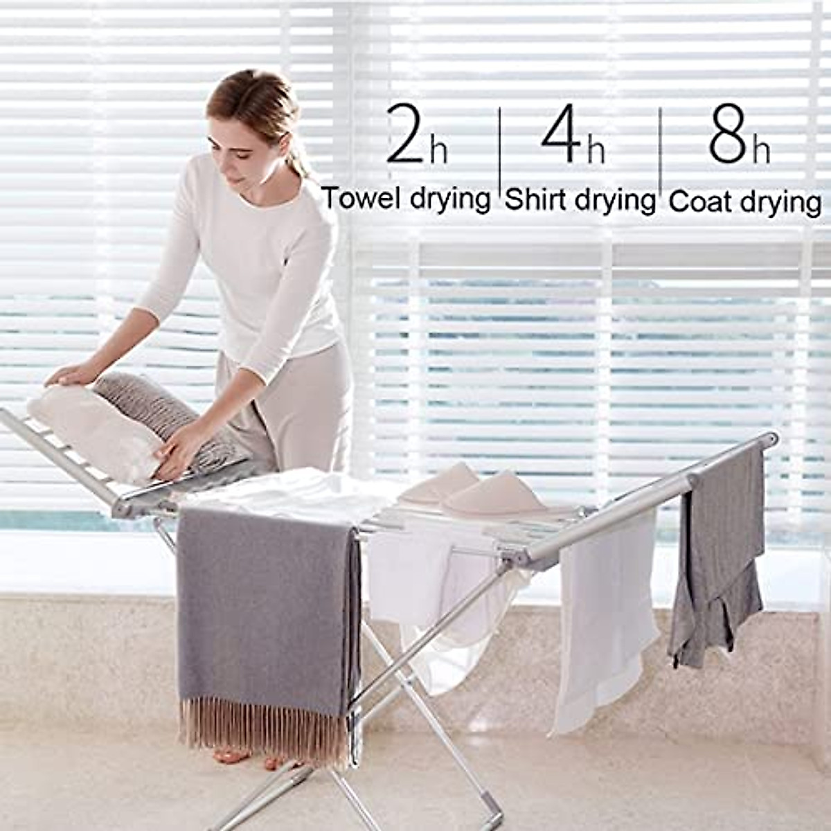 20 Bars Winged Electric Heated Clothes Airer - Energy-Efficient Indoor Horse Rack - Indoor Laundry Clothes Drying Rack - for Indoor Outdoor Home Laundry Room Apartment, Foldable