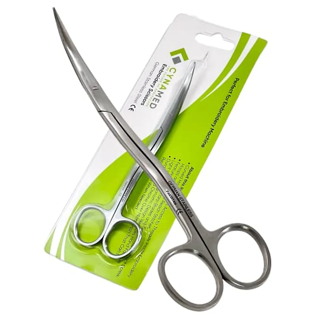 Applique Scissors 5" With Duckbill Edge Shaped Paddle Machine Embroidery Double Curved Scissors 6" For Art,Crafting, Fabric,Needlework Embroidery (Curved Embroidery Scissors 6"+ Applique scissors 5")