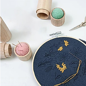 SURVART Wooden Storage Box Portable Sewing Needle Case with 12 Needles – Perfect for Sewing Essentials, Travel-Friendly Organizer, and Craft Supplies