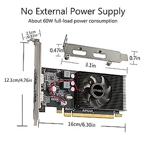 QTHREE Radeon HD 6570 Graphics Card,Dual HDMI,1GB,GDDR3,64-Bits,Low Profile Computer GPU,Desktop Video Card for PC Gaming,DirectX 11,PCI-Express 2.0 X16