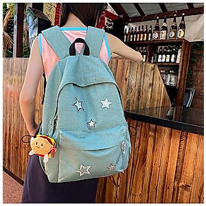 ZHSteveG Cute Backpack Star Large Capacity Kawaii Aesthetic Backpack Cute Mochilas Daypacks (green)