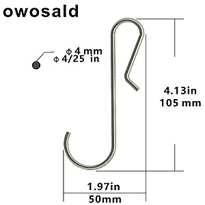 owosald Metal Pot Hanger Stainless Steel s Hook,Used to Hang and Organize Kitchen cookware, (4“ Steel, 20)
