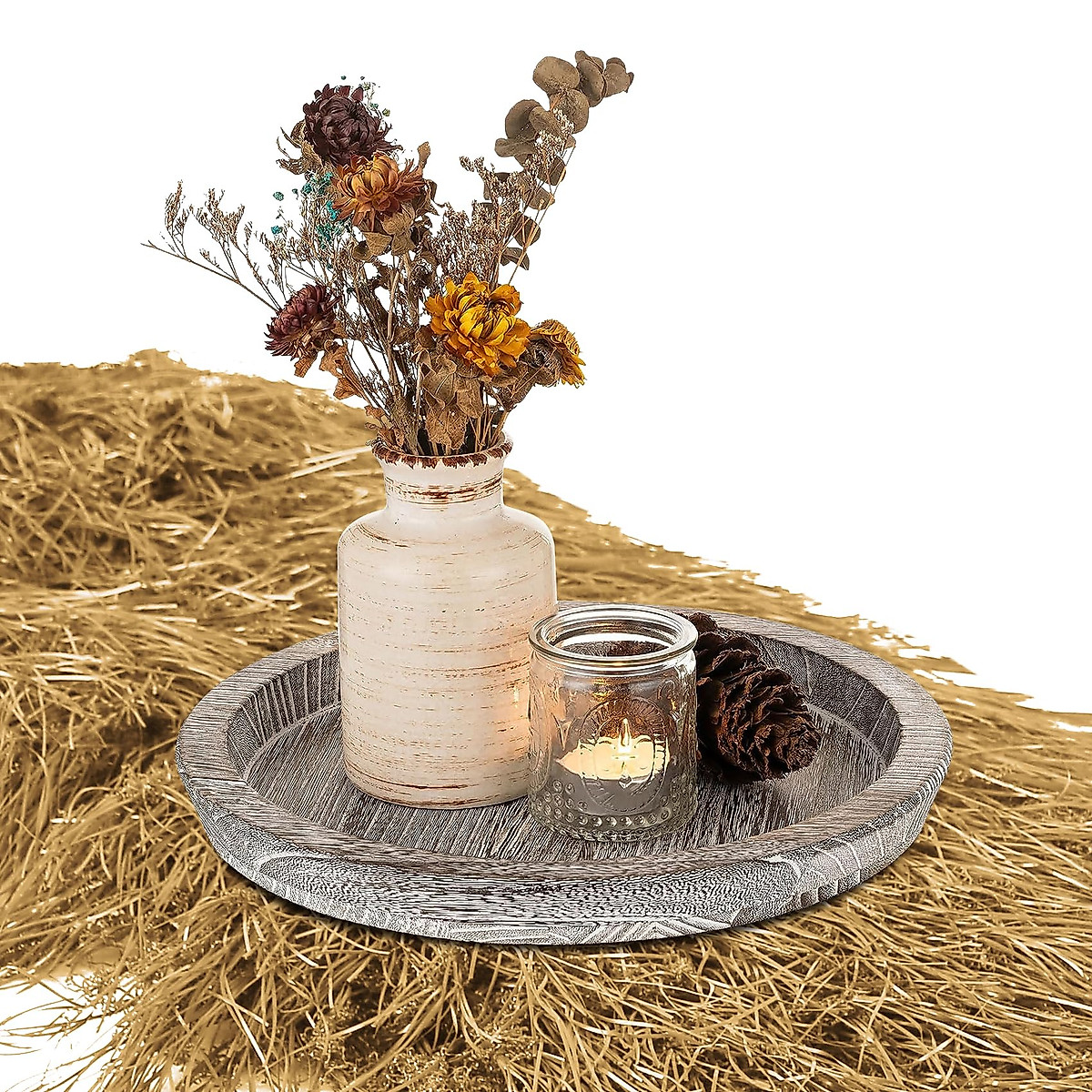 XLX TURF Faux Thatch Straw Table Runner 13 X 36 Inch, Yellow Grass Hay Table Centerpiece Decorations for Western Cowboy Birthday Thanksgiving Party, Hunting Theme, Home DIY Crafts