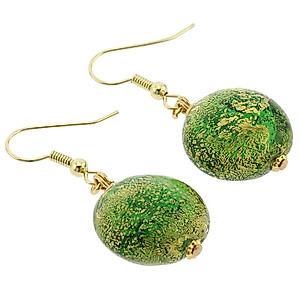 GlassOfVenice Murano Glass Ca D'Oro Earrings - Emerald Green