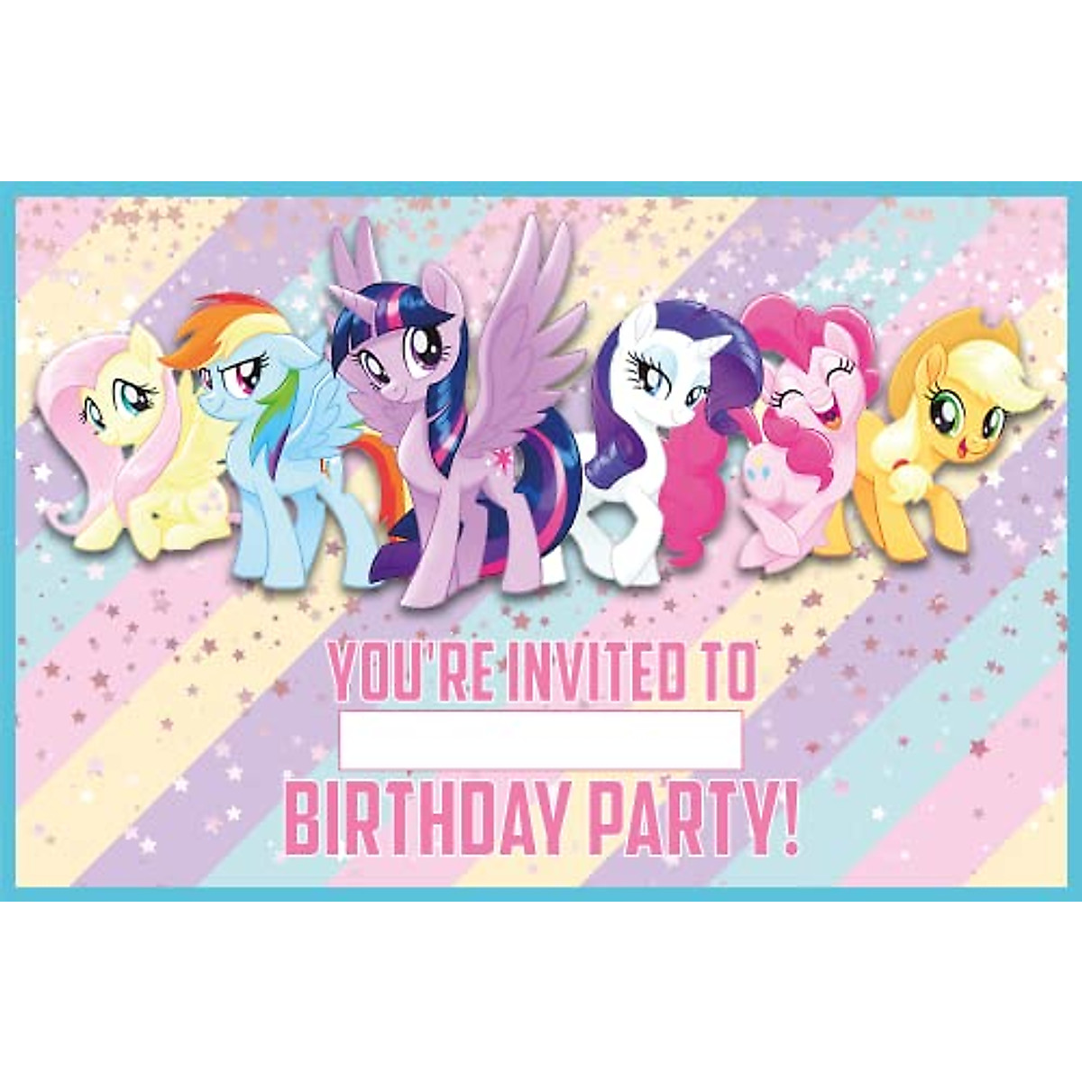 Set of 20 Pony Little -Themed Happy Birthday Invitation Cards & Envelopes - Lightweight (240g), Postcard Style Invites for the Perfect Party Pack
