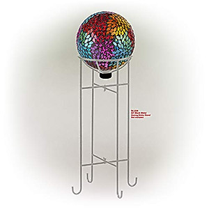 Alpine Corporation HMD172 Alpine 10" Diameter Indoor/Outdoor Glass Leaf Pattern Yard Decoration, Multicolor Gazing Globe