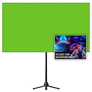 Valera Explorer Green Screen with Stand - Portable Chroma Key Panel, 1000 Free Backgrounds Included, Wrinkle Resistant Green Fabric Backdrop, Tripod & Wall Mount, Carry Case, Portrait & Wide Landscape