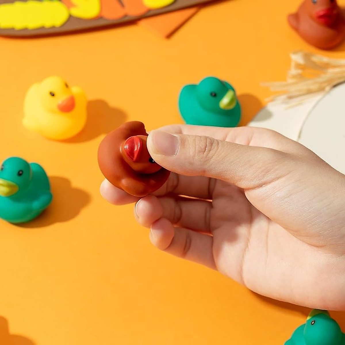 Haooryx 60pcs Christmas Mini Rubber Ducks Mini Float Ducky Pool Toys Novelty Squeeze Ducks for Christmas Festival Theme Party Favors Supplies Basket Stuffer Baby Shower Birthday Pool Party Decoration