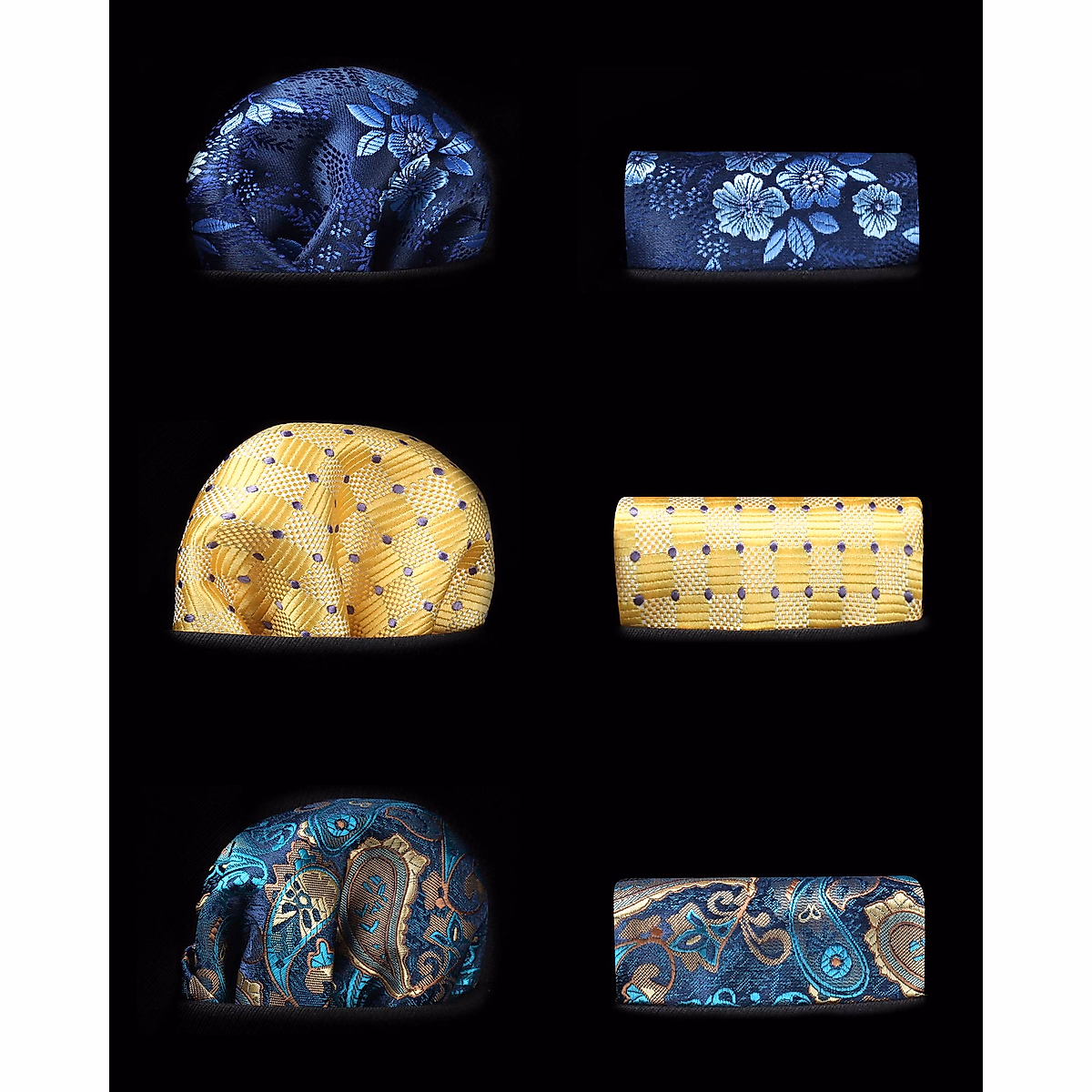 HISDERN Lot 3 PCS Classic Men's Tie Set Necktie & Pocket Square Elegant Neck Ties Collection,T3-08,One Size