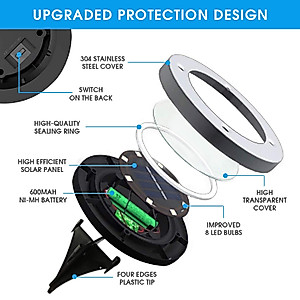 Biling Solar Lights Outdoor, Solar Disk Lights (8 LEDs /4 Pack) Waterproof Solar Garden Lights Outdoor for Patio Pathway Ground Lawn Yard Driveway Walkway - White