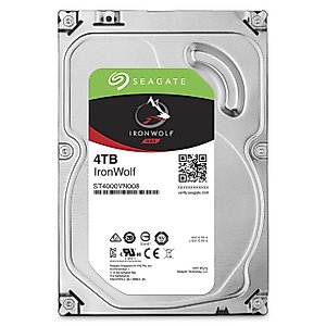 Seagate 4TB IronWolf NAS SATA Hard Drive 6Gb/s 256MB Cache 3.5-Inch Internal Hard Drive for NAS Servers, Personal Cloud Storage (ST4000VN008), Silver