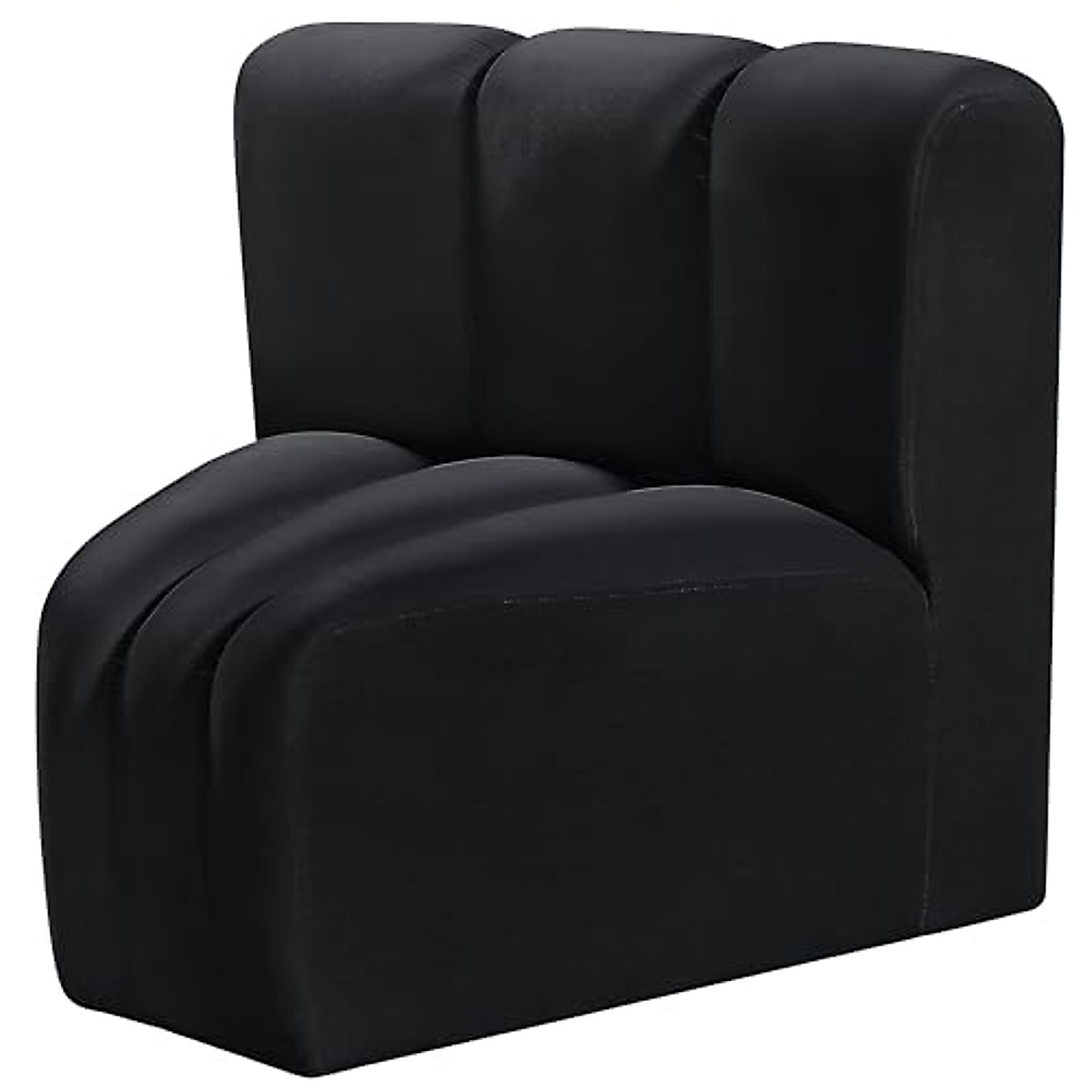 Meridian Furniture 103Black-CC Arc Collection Modern | Contemporary Curved Corner with Soft Black Velvet, Channel Tufting, Modular for Limitless Configurations, 33" W x 31" D x 30" H, Black