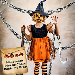 2 Pack Halloween Plastic Chain Props Halloween Fake Chain with Hook Halloween Chains Prop for Halloween Costume Party Prisoner Haunted Home Decoration