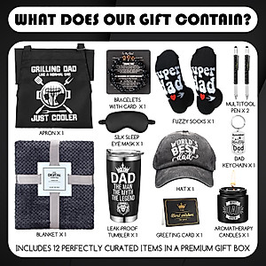 Breling Fathers Gift Gifts for Dad Best Dad Gifts Christmas Gifts For Dad Bulk Gifts Set for Dad Include Tumbler Blanket Etc. Total 14 Pcs Gifts for Dad