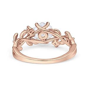 OMRANII Rose Tone, Simulated Cubic Zirconia Size-7 Hexagon vintage style Wedding Engagement Ring Round CZ 925 Sterling Silver