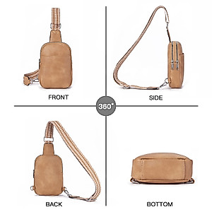 Telena Sling Bag for Women Vegan Leather Fanny Pack Crossbody Bags for Women Camel Brown