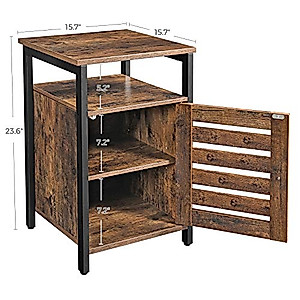 VASAGLE Nightstand, End Table with Open Shelf, Side Table, Inner Adjustable Shelf, Steel Frame, 15.7 x 15.7 x 23.6 Inches, Bedroom, Industrial, Rustic Brown and Black ULET62BX