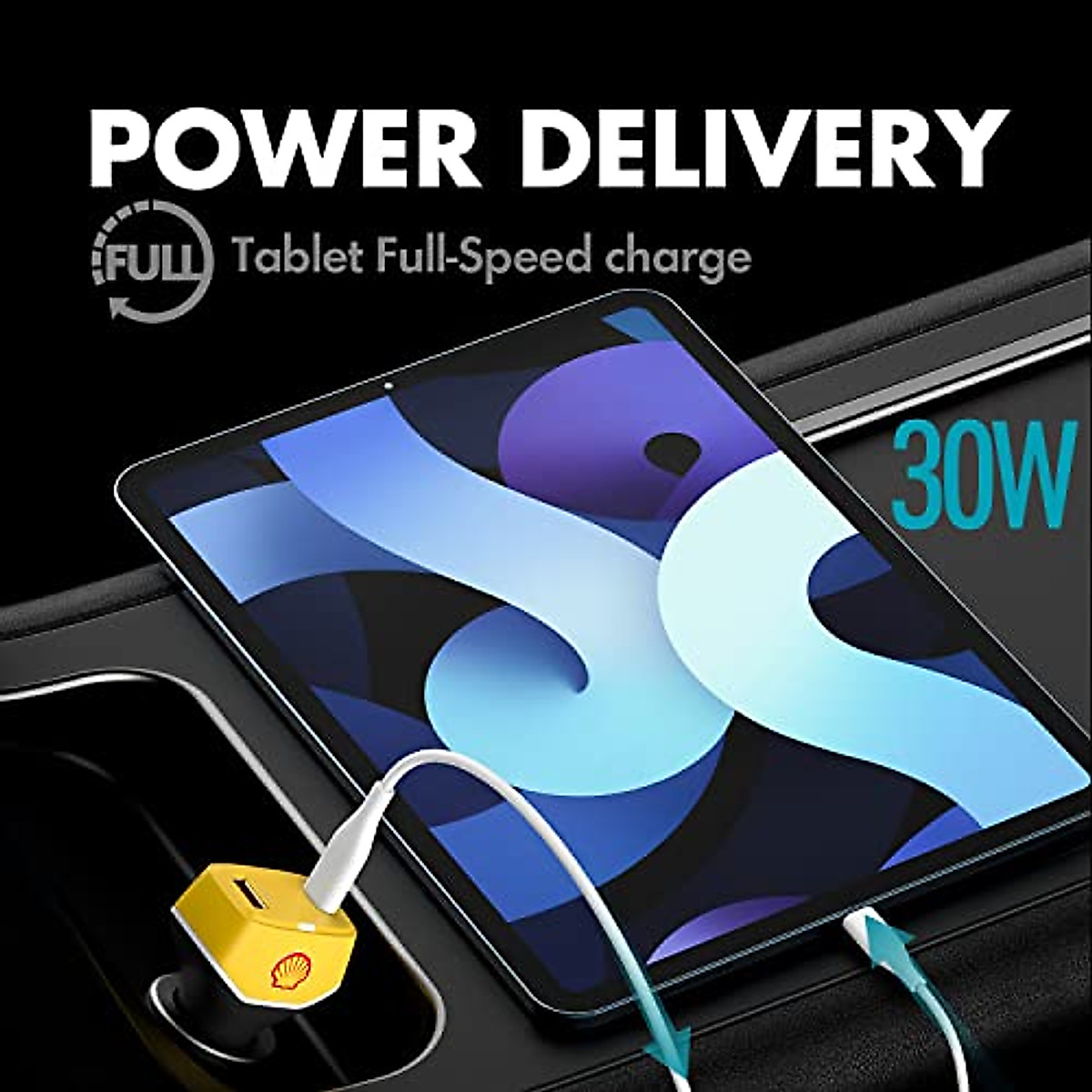 Shell USB C Car Charger 44W 3 Port Car Charger Adapter, Cigarette Lighter USB Charger 20W PD USB C for iPhone 13/Pro/Max/Mini/Magnet Snap, iPad Air/Mini, Android.