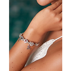 BISAER Love Heart Charm 925 Sterling Silver for Woman Girl Beads Gifts for Women Fit Pandora Bracelet&Necklace